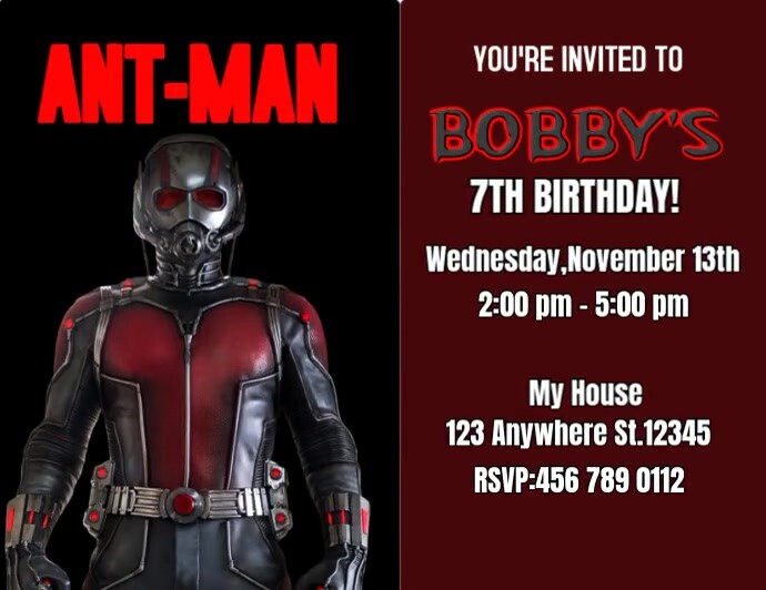 Ant Man | Birthday Invitation Template | PosterMyWall