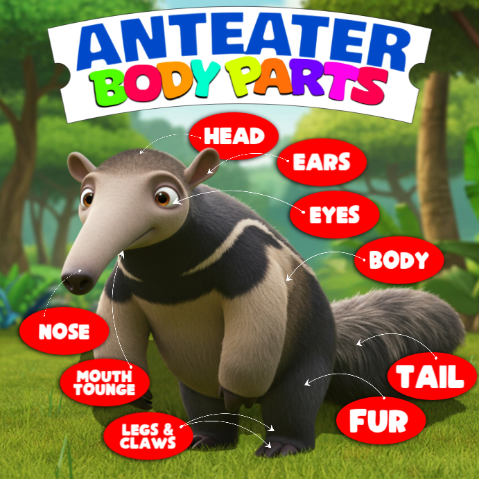Anteater Body Parts Learning Chart Template | PosterMyWall