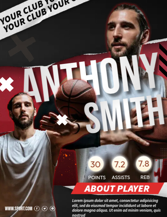 Anthony Basketball Profile Template | PosterMyWall