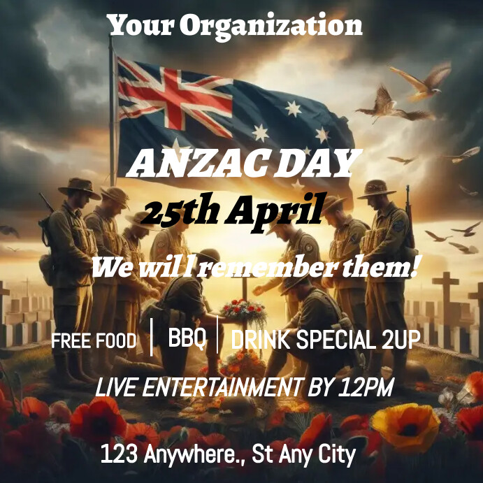 Anzac day celebration Template | PosterMyWall