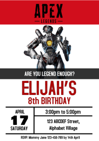 Apex Legends Birthday Invitation 8 Template | PosterMyWall