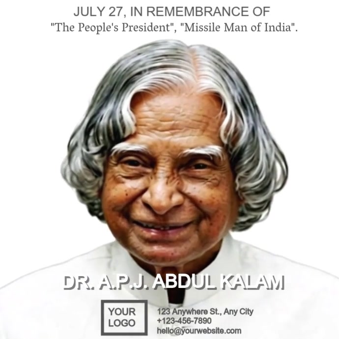 APJ ABDUL KALAM REMEMBRANCE july 27 free editable template | PosterMyWall