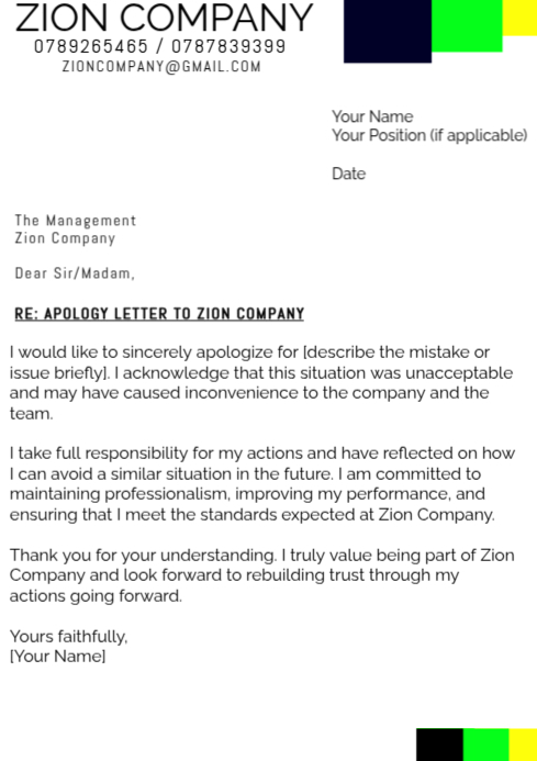 APOLOGY LETTER Template | PosterMyWall