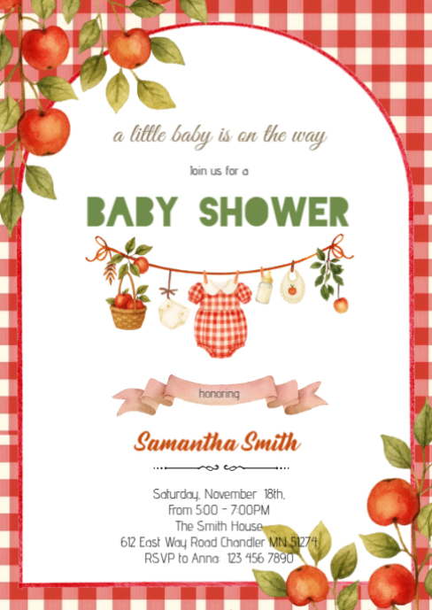 Apple baby shower invitation Template | PosterMyWall