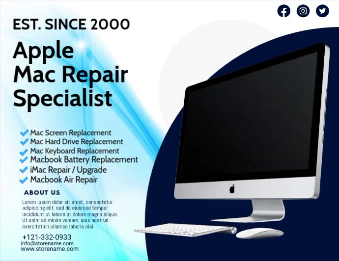 Apple Mac Repair Specialist Ads Template | PosterMyWall