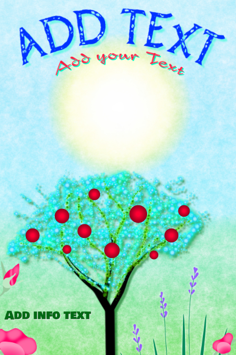 apple tree with red fruits and flowers Template | PosterMyWall