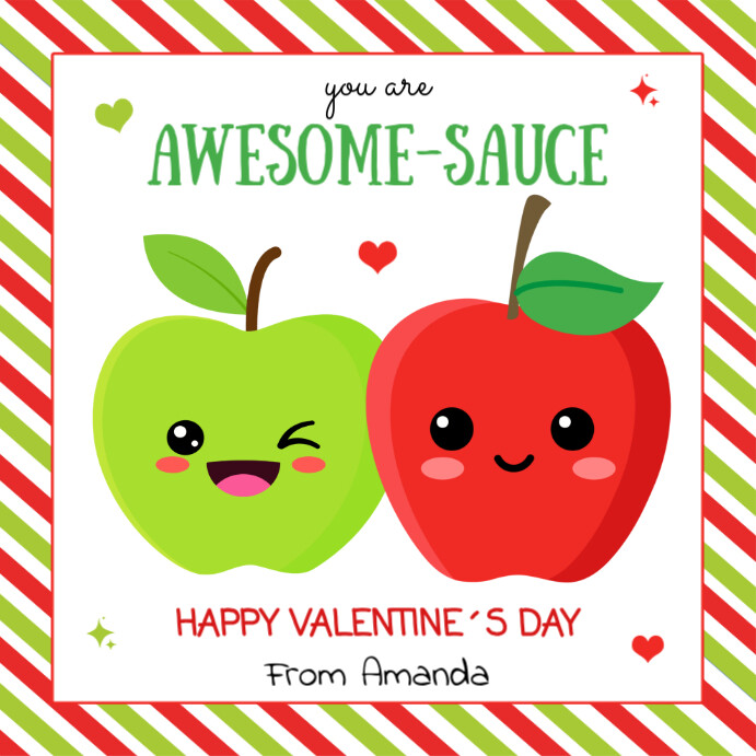 Applesauce Tag Valentine Printable, Awesome Sauce Happy Valentine's Day ...