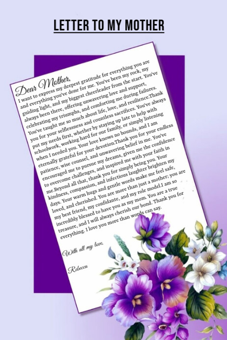 Copy of Appreciation Letter to my Mother | PosterMyWall