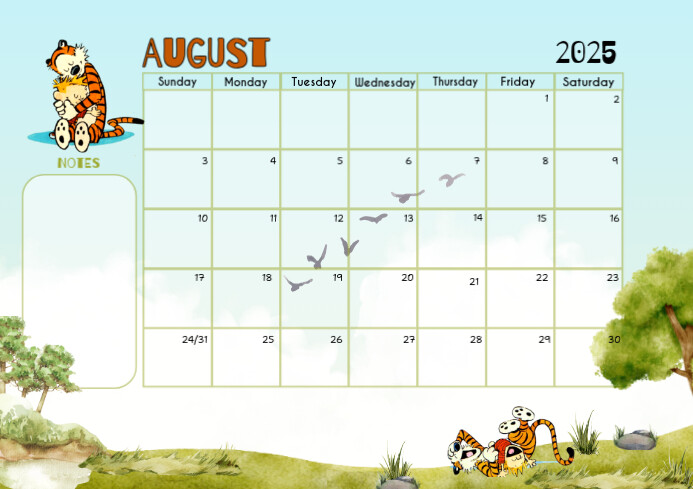 August Calendar 2025 Template | PosterMyWall