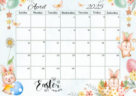April Happy Easter 2025 Calendar Template | PosterMyWall