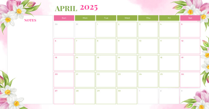 April Calendar Template | PosterMyWall