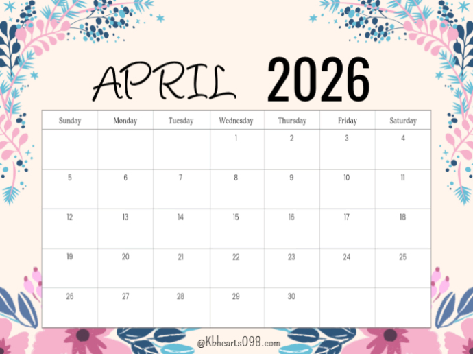 April calendar Template | PosterMyWall