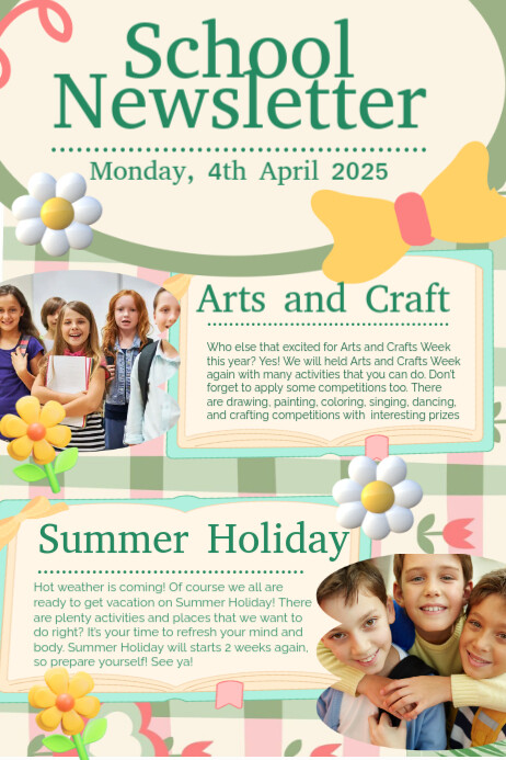 Copy of April School Newsletter Highlights | PosterMyWall