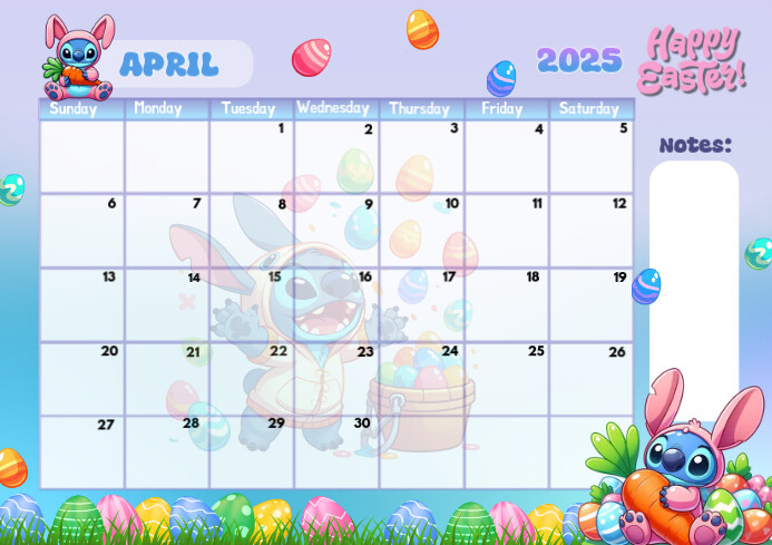 April Stitch 2025 Calendar Template | PosterMyWall