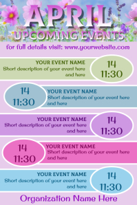 April Upcoming Events Calendar Template | PosterMyWall