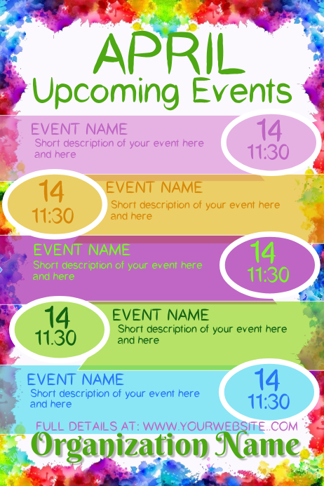 Copia de April Upcoming Events | PosterMyWall