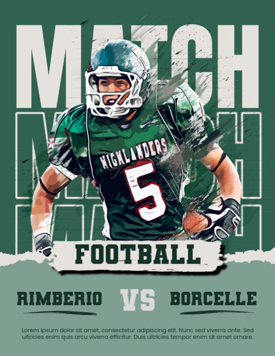 Aqua 3d American Football Match Flyer (us Letter) Template | PosterMyWall