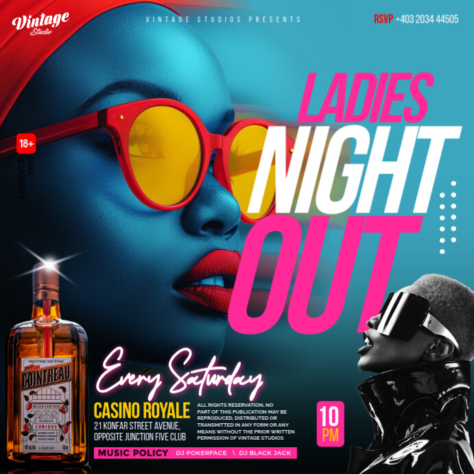 Aqua 3d Ladies Night Out Party Flyer For Social Media Post | PosterMyWall