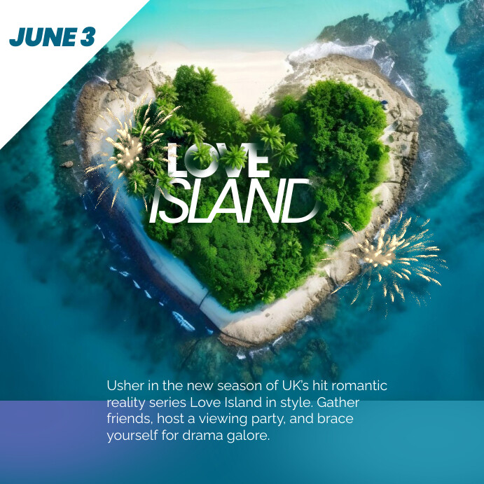Aqua 3d Love Island Day Instagram Post Template | PosterMyWall