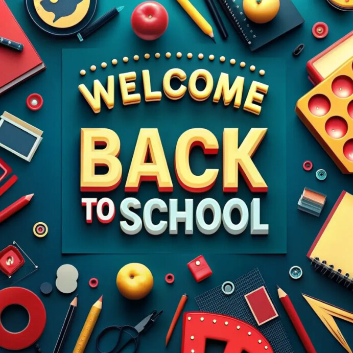 Aqua 3d Welcome Back To School Fun Poster Instagram Post Template ...