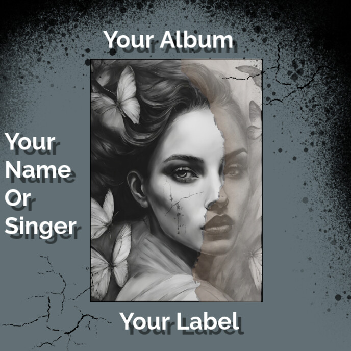 Aqua Abstract Desain Sampul Album Charcoal Album Cover Templat ...