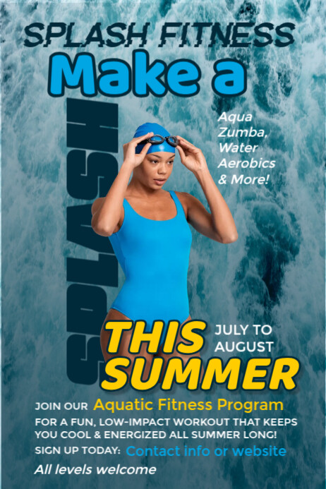 Aqua Abstract Summer Swimming Poster Template templaat | PosterMyWall