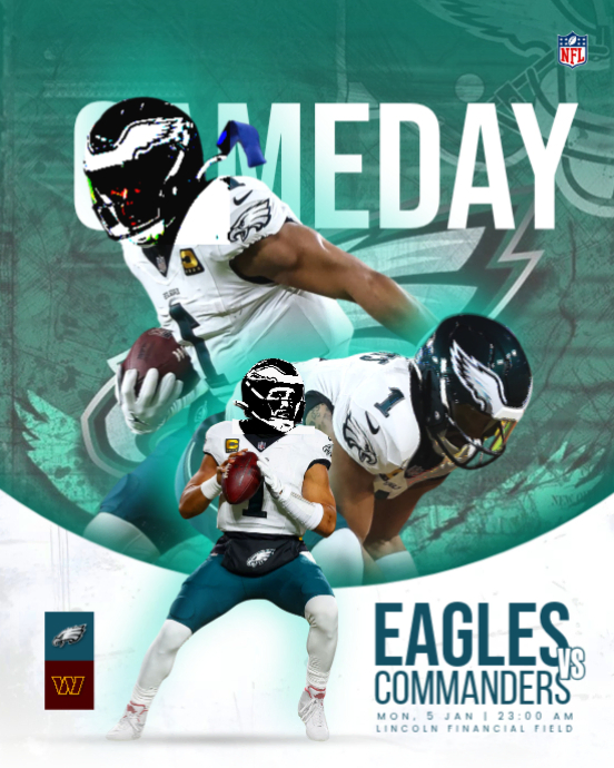 Aqua Abstrak American Football Game Day Instagram Portrait Template ...
