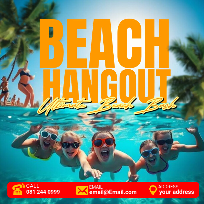 Aqua Beach Hangout Instagram Post Template | PosterMyWall