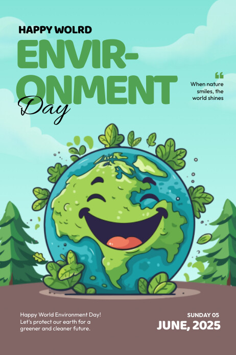 Aqua Blue And Green Illustrative Environment Template | PosterMyWall