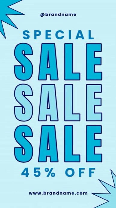 Aqua Blue Typographic Special Sale Promotional Instagram Reel Template ...