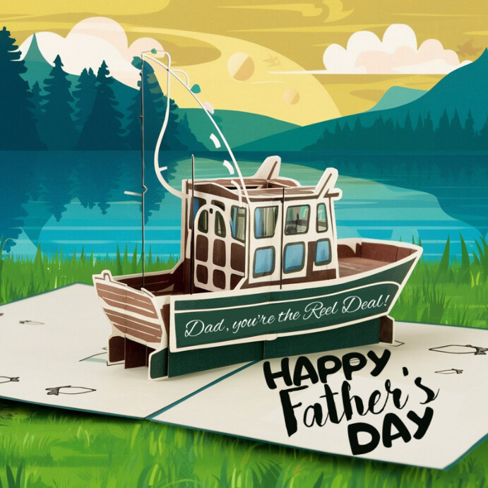 Aqua Boat Father's Day Instagram Post Template | PosterMyWall