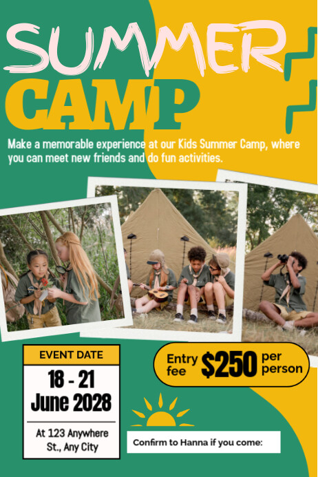 Aqua Ceria Summer Camp Poster Template | PosterMyWall