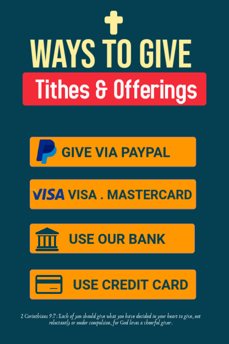 Aqua Church Ways To Give Poster Template | PosterMyWall