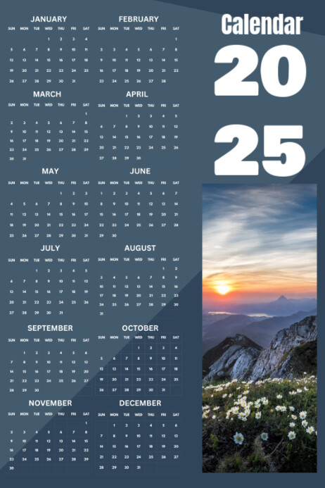 Aqua Collage 2025 Calendar Poster Template | PosterMyWall