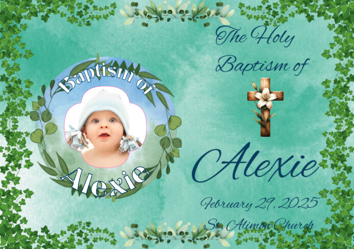 Aqua Collage Baby Baptism Ref Magnet Template A4 Modelo | PosterMyWall