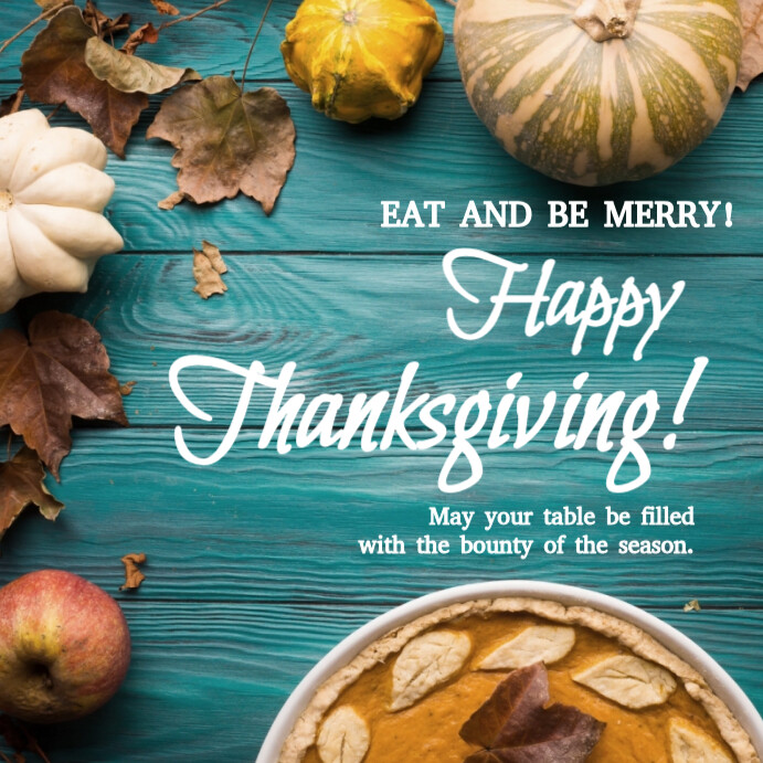 Aqua Collage Happy Thanksgiving Day Instagram Post Template | PosterMyWall