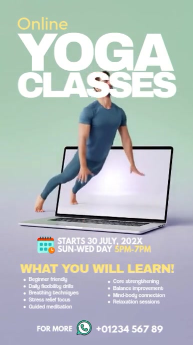 Aqua Collage Online Yoga Classes Ad Instagram Reel Template | PosterMyWall