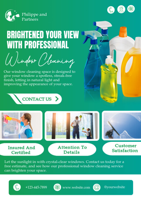 Aqua Collage Professional Window Cleaning A4 Template | PosterMyWall