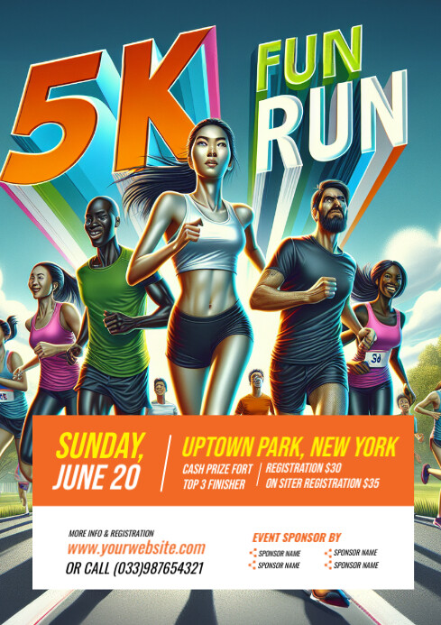 Copy of Aqua Collage Walk And Run Event Flyer A4 | PosterMyWall