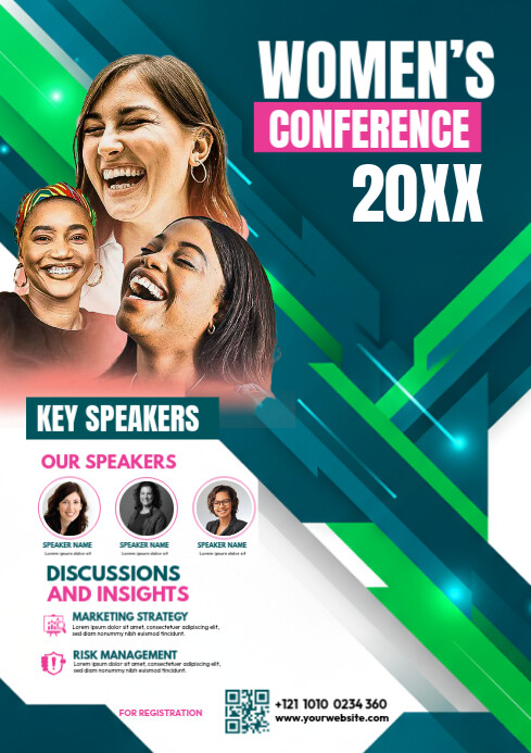 Aqua Collage Women's Conference Flyer A4 Template | PosterMyWall