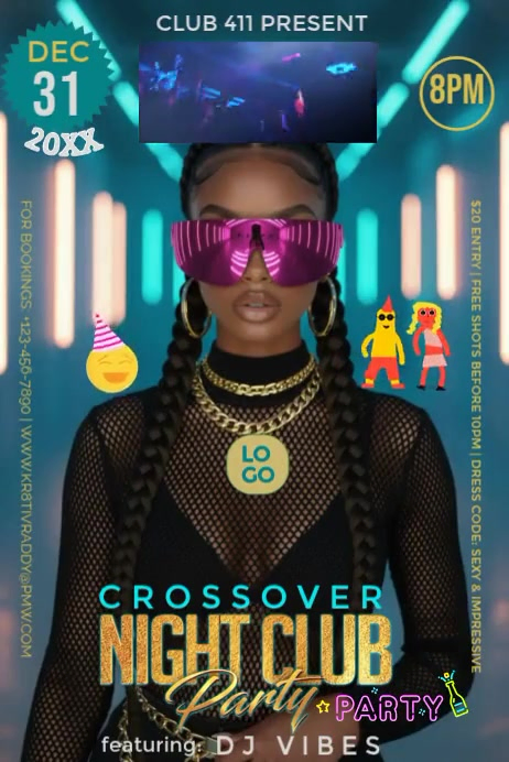 Aqua Crossover Night Club Party Poster Template | PosterMyWall