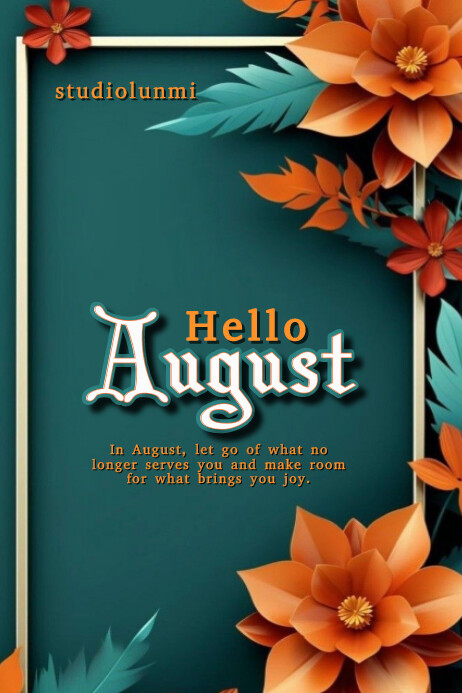 Aqua Floral August Banner 4' × 6' Template | PosterMyWall