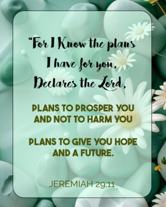 Aqua Floral Bible Verse Instagram Portrait Template | PosterMyWall