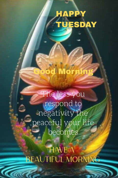 Aqua Floral Good Morning Poster Template | PosterMyWall
