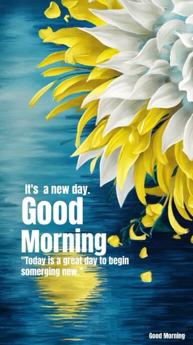 Aqua Floral Good Morning Quote Digital Displa Template | PosterMyWall