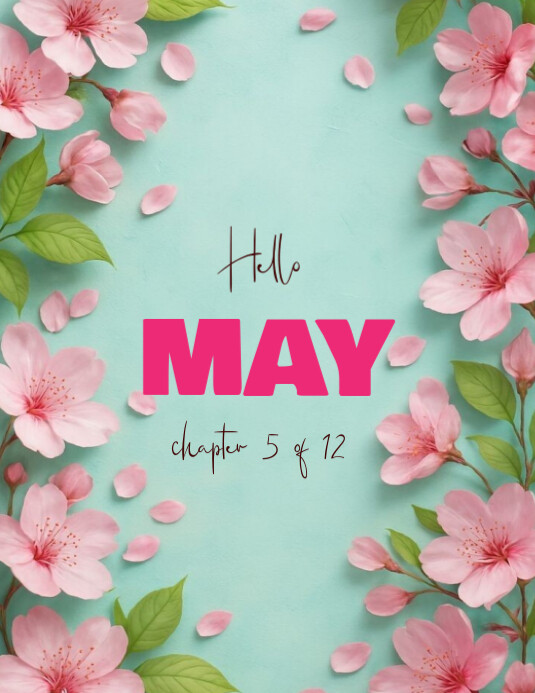 Copy of Aqua Floral Hello May Flyer (us Letter) | PosterMyWall