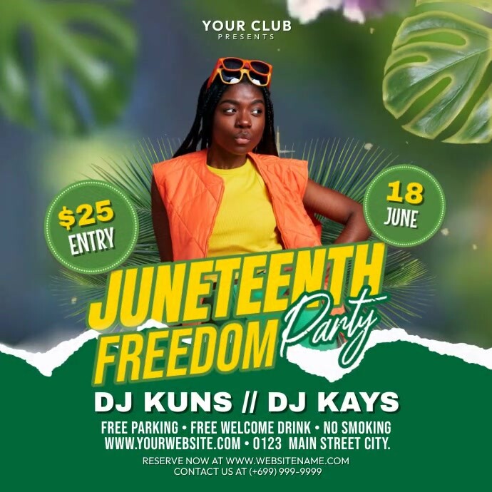 Plantilla de Aqua Floral Juneteenth Square (1:1) | PosterMyWall