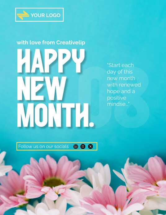 Modèle Aqua Floral New Month With Qoute Flyer (us Le | PosterMyWall