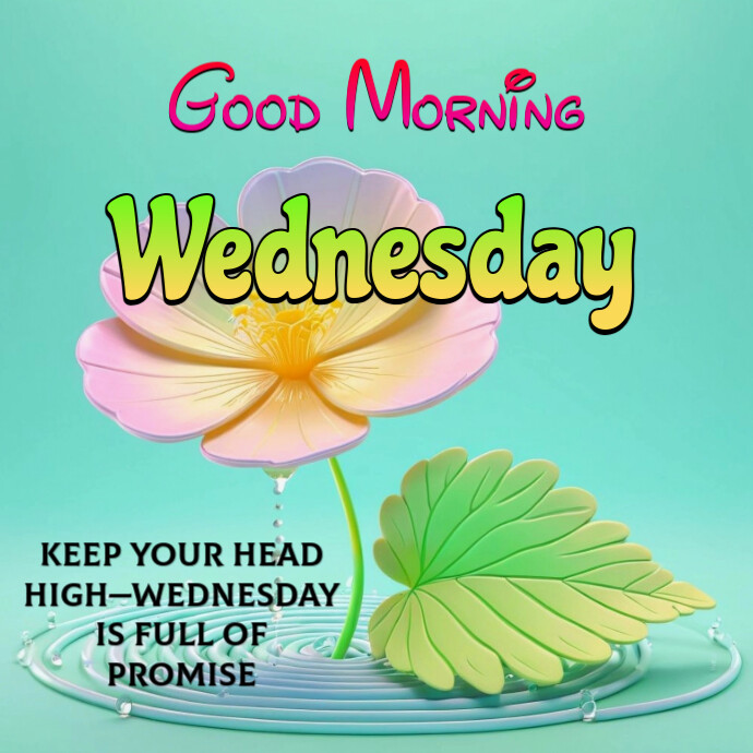 Aqua Floral Wednesday Post Logo เทมเพลต | PosterMyWall