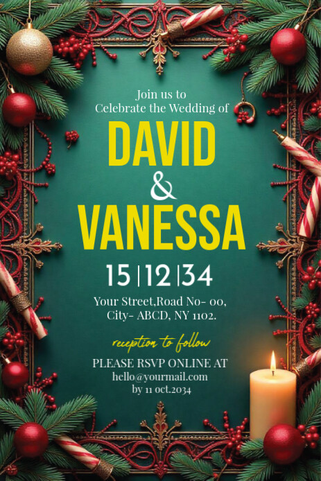 Aqua Futuristic Christmas Wedding Invitation Pinterest Graphic Template ...